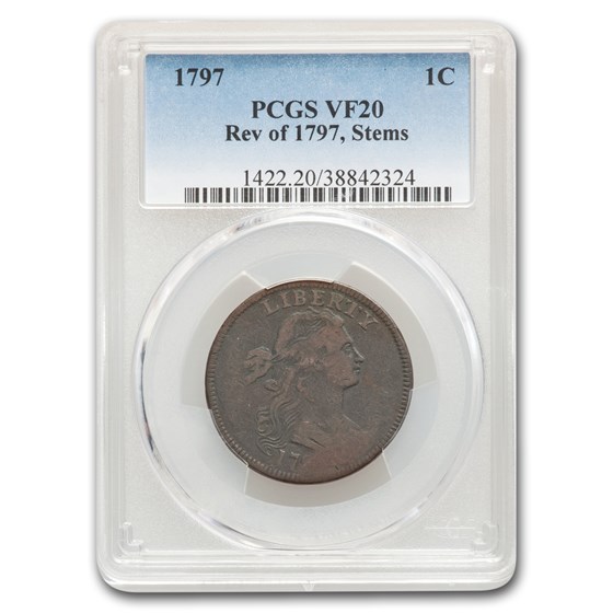 Buy 1797 Draped Bust Large Cent VF-20 PCGS (Rev of 1797, Stems) | APMEX