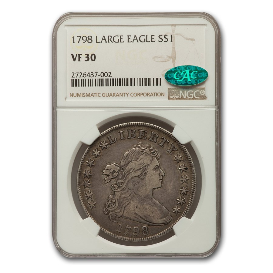 Buy 1798 Draped Bust Dollar Heraldic Eagle VF-30 NGC CAC | APMEX