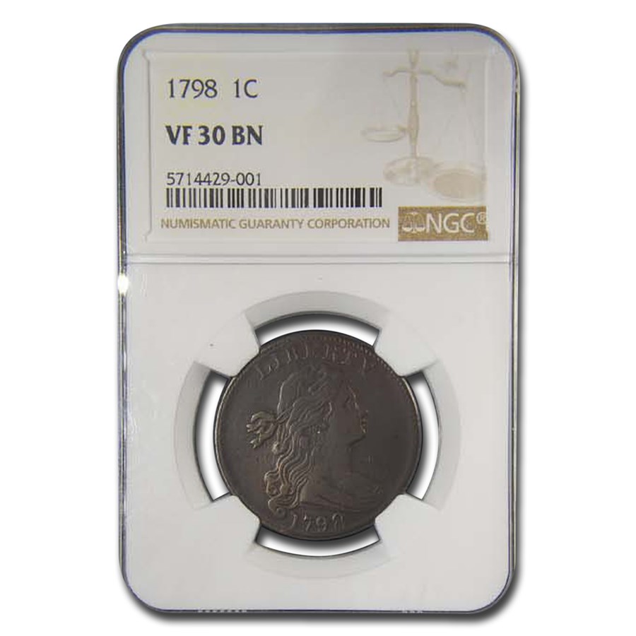 Buy 1798 Draped Bust Large Cent VF-30 NGC (Brown) | APMEX Buy 1798 Draped Bust Large Cent VF-30 NGC (Brown) | APMEX