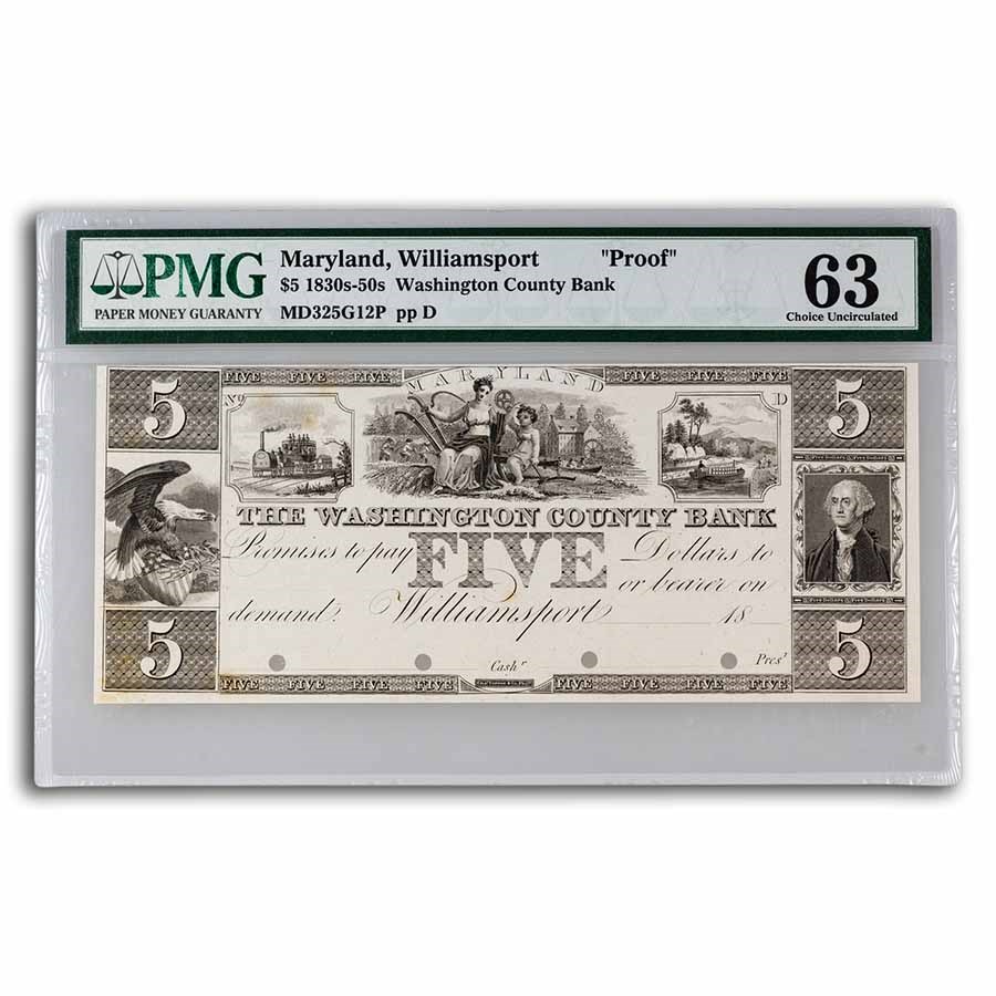 Buy 18__ $50 Washington County Bank Williamsport, MD CU-63 PMG Proof ...