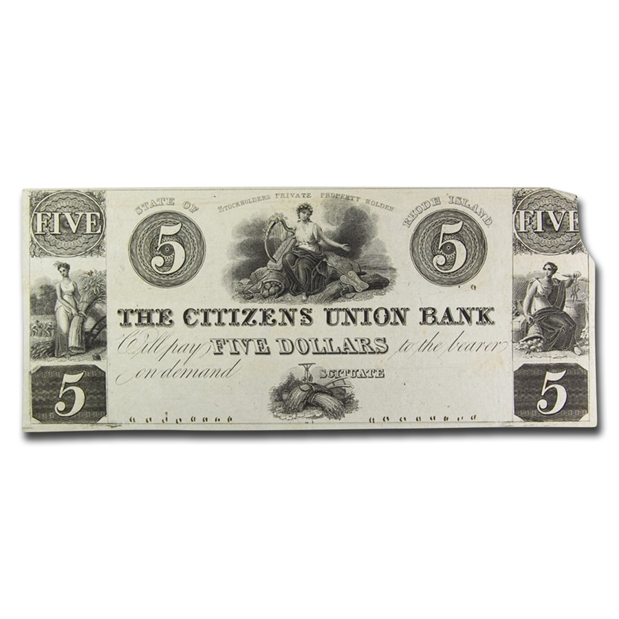 Buy 18__ The Citizens Union Bank Rhode Island $5.00 XF (Details) | APMEX