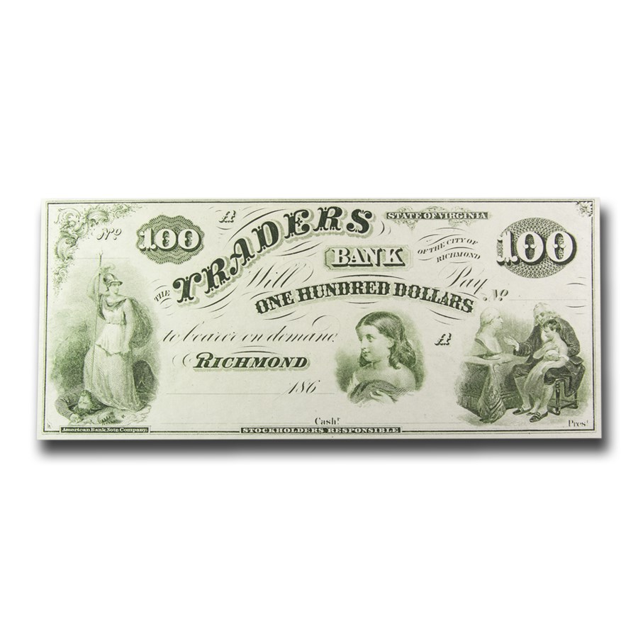 Buy 18__ Traders Bank of Richmond, Virginia $100 CCU (Reprint) | APMEX