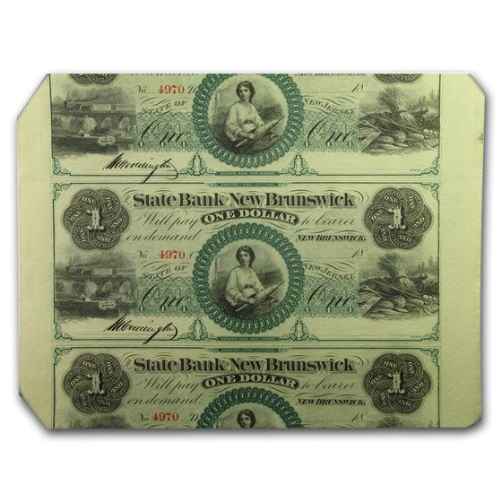Buy 18__ UNCUT SHEET State Bank of New Brunswick, NJ $1.00 CU | APMEX