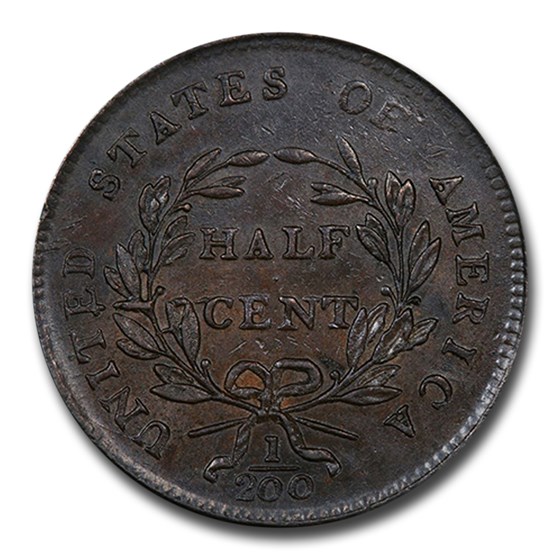 Buy 1800 Draped Bust Half Cent AU-58 PCGS | APMEX