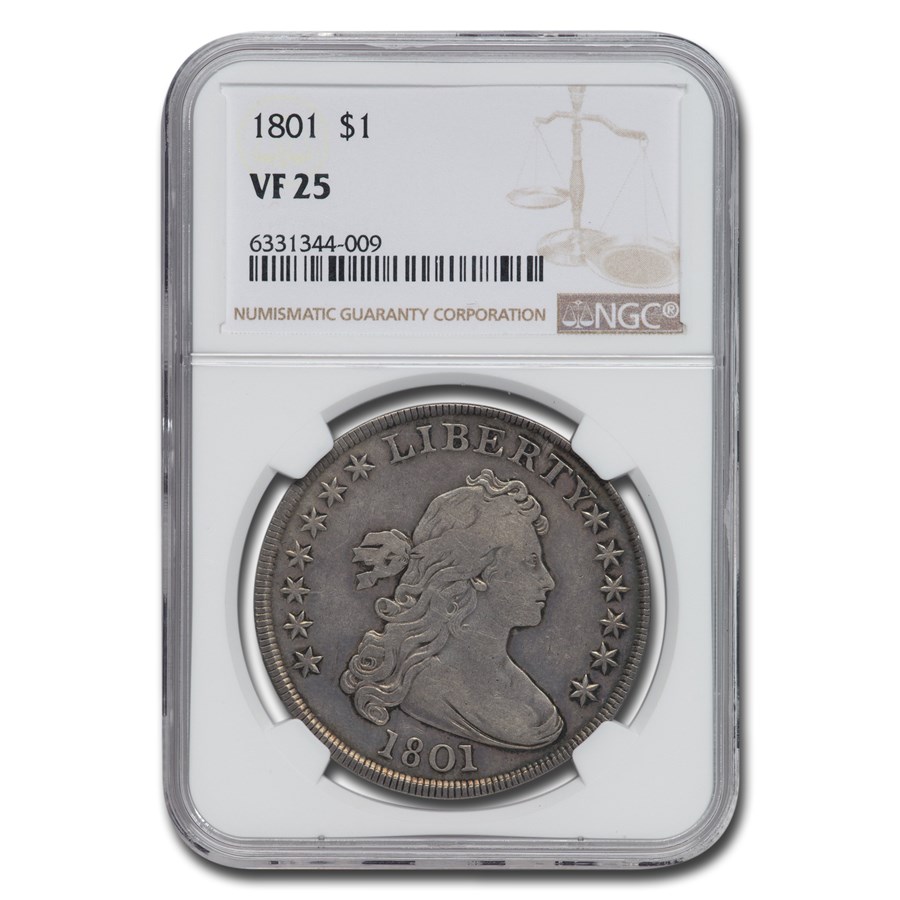 Buy 1801 Draped Bust Dollar Heraldic Eagle VF-25 NGC | APMEX