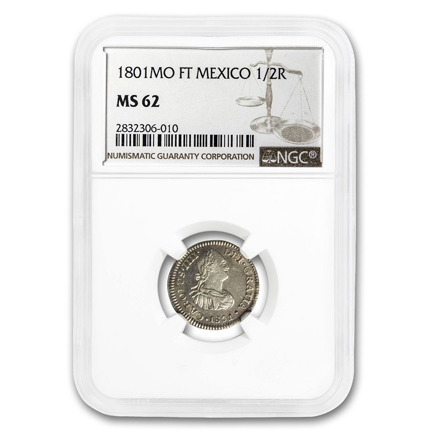 Buy 1801 Mo-FT Mexico 1/2 Real MS-62 NGC | APMEX