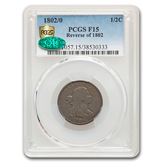 Buy 1802/0 Draped Bust Half Cent Fine-15 PCGS CAC (Reverse of 1802) | APMEX