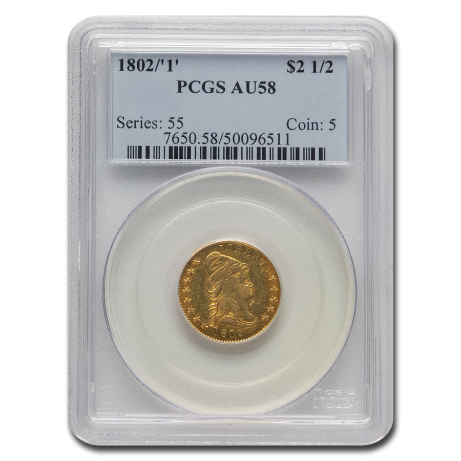 1802/1 $2.50 Gold Quarter Eagle Capped Bust AU-58 PCGS