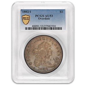 1802/1 Draped Bust Dollar AU-53 PCGS (B-1 BB-231, Close Date)