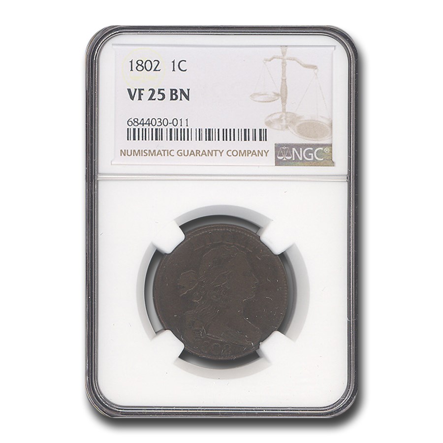 Buy 1802 Draped Bust Large Cent VF-25 NGC (Brown) | APMEX