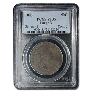 1803 Draped Bust Half Dollar VF-35 PCGS (Large 3)