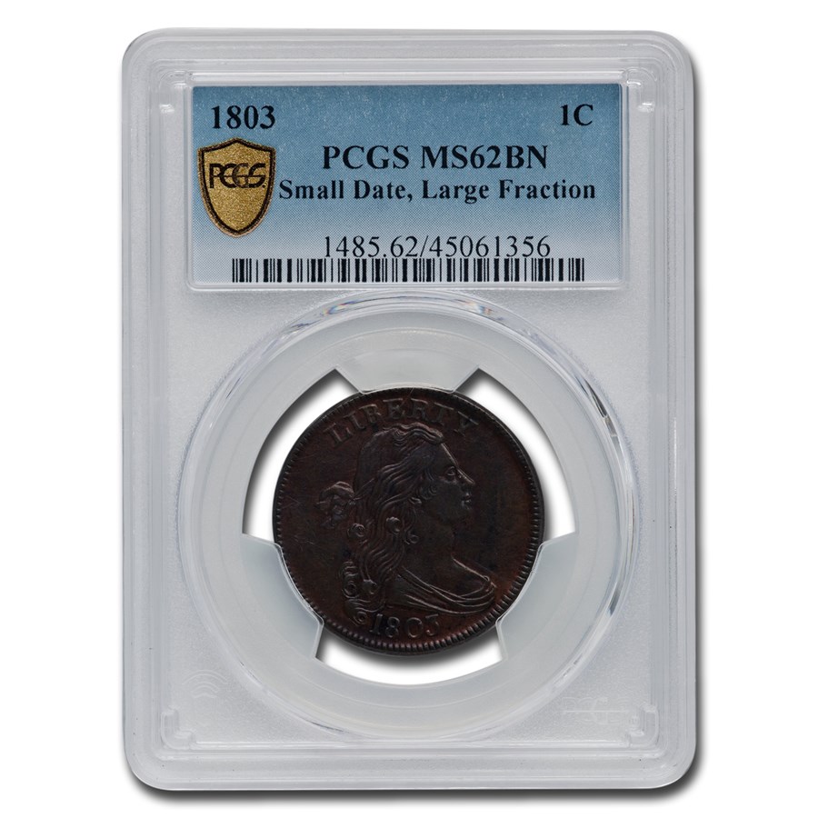 Buy 1803 Draped Bust Large Cent MS-62 PCGS (BN Small Date Large Frac ...