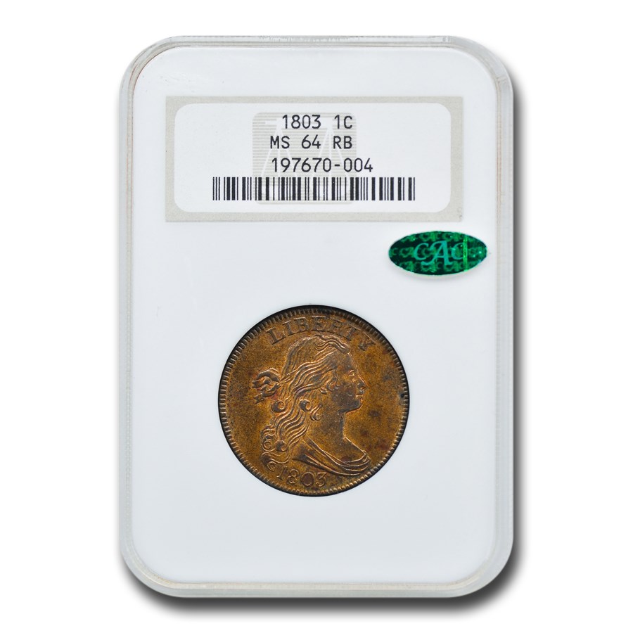Buy 1803 Draped Bust Large Cent MS-64 NGC CAC (Red/Brown) | APMEX
