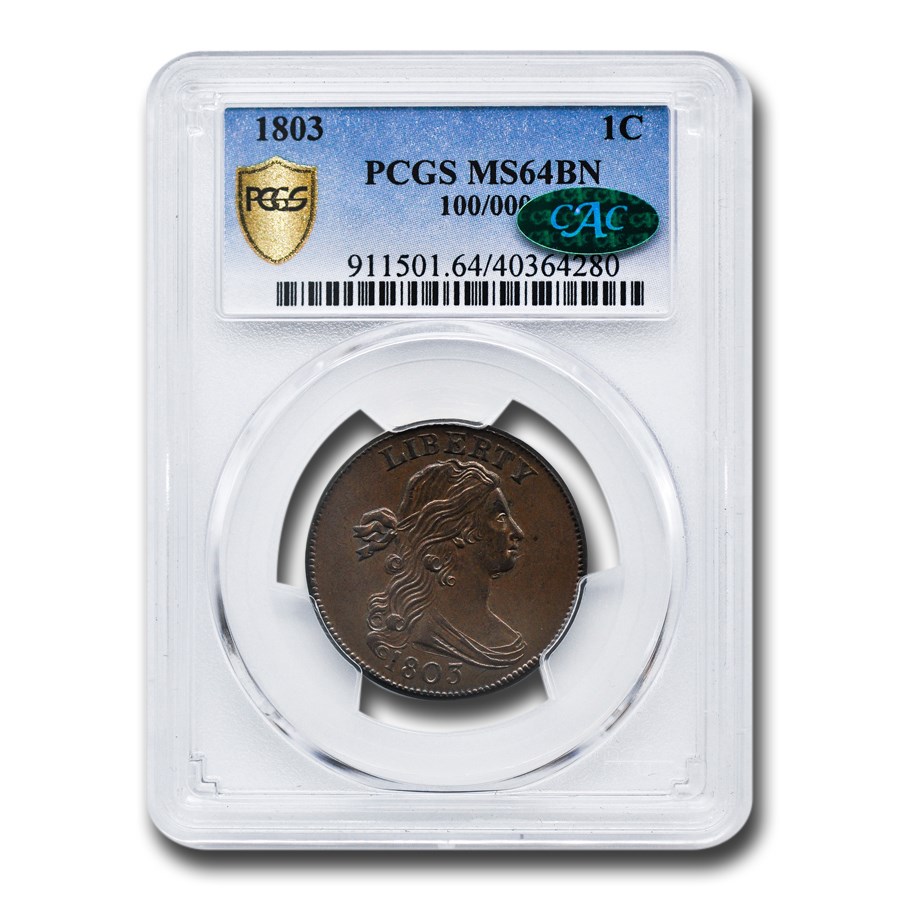 Buy 1803 Draped Bust Large Cent MS-64 PCGS CAC Brown | APMEX