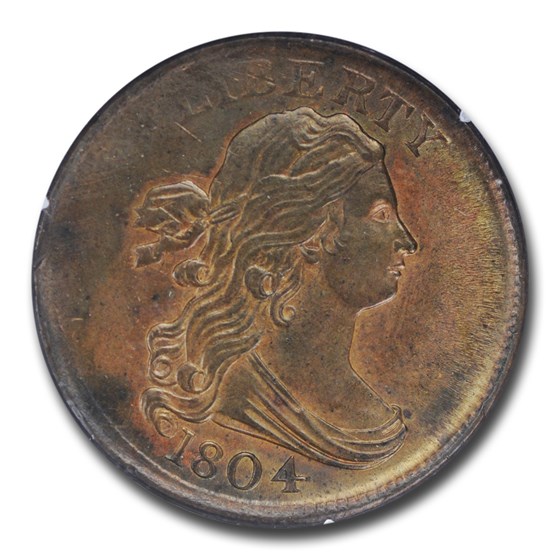 Buy 1804 Draped Bust Half Cent MS-64 PCGS (Red/Brown) | APMEX