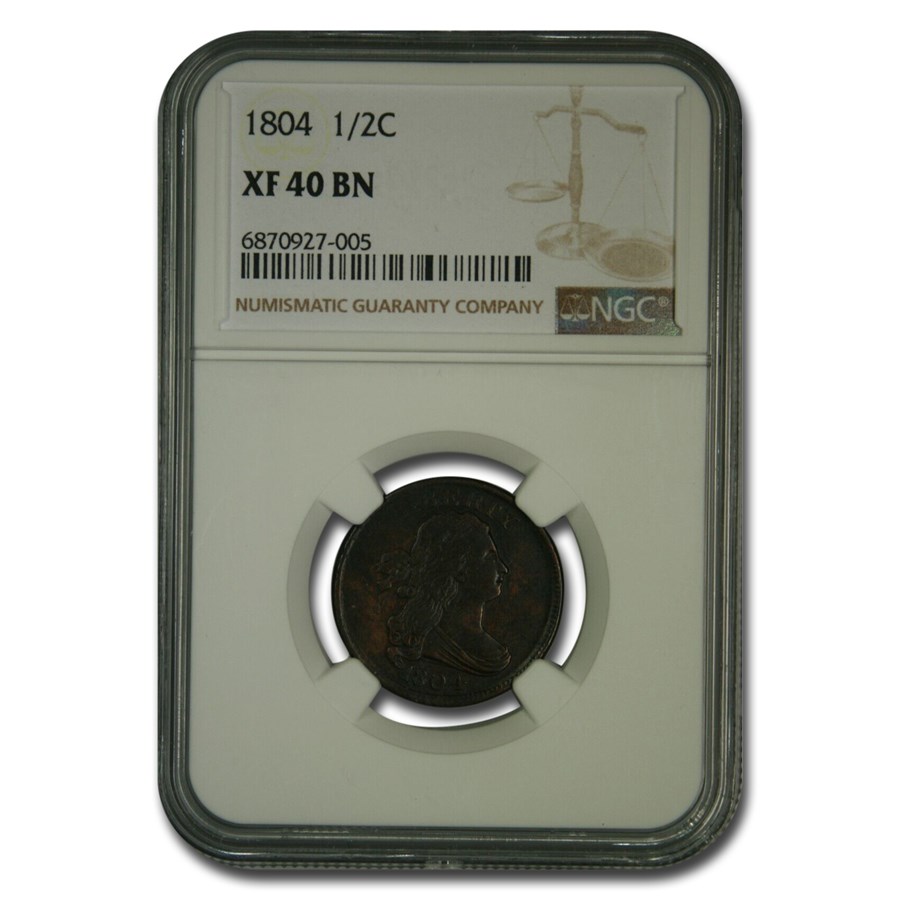 Buy 1804 Draped Bust Half Cent XF-40 NGC Brown | APMEX