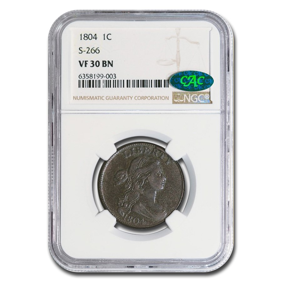 Buy 1804 Draped Bust Large Cent VF-30 NGC CAC (Brown) | APMEX