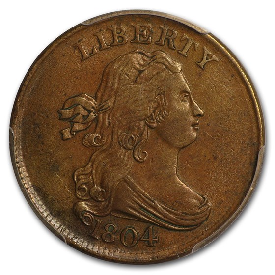 Buy 1804 Half Cent Crosslet 4 w/Stems AU-55 PCGS | APMEX