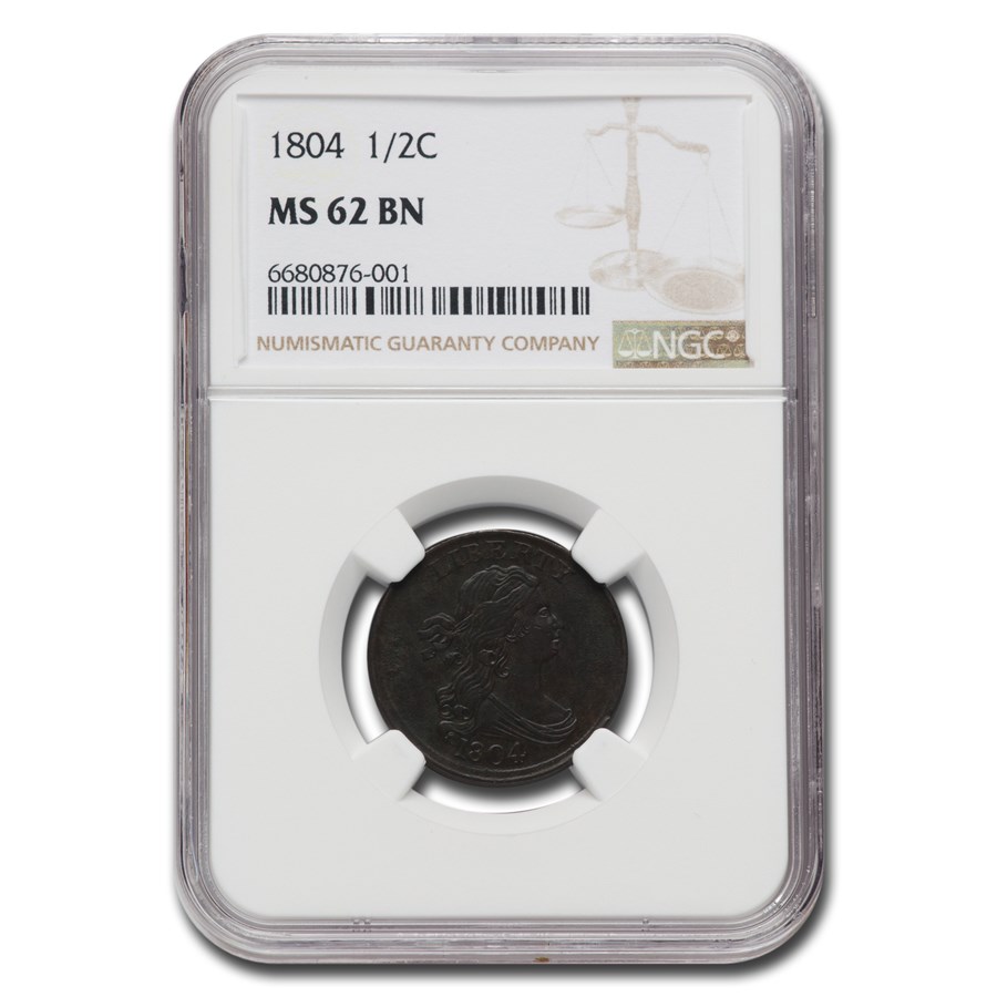 1804 Half Cent MS-62 NGC (Brown)