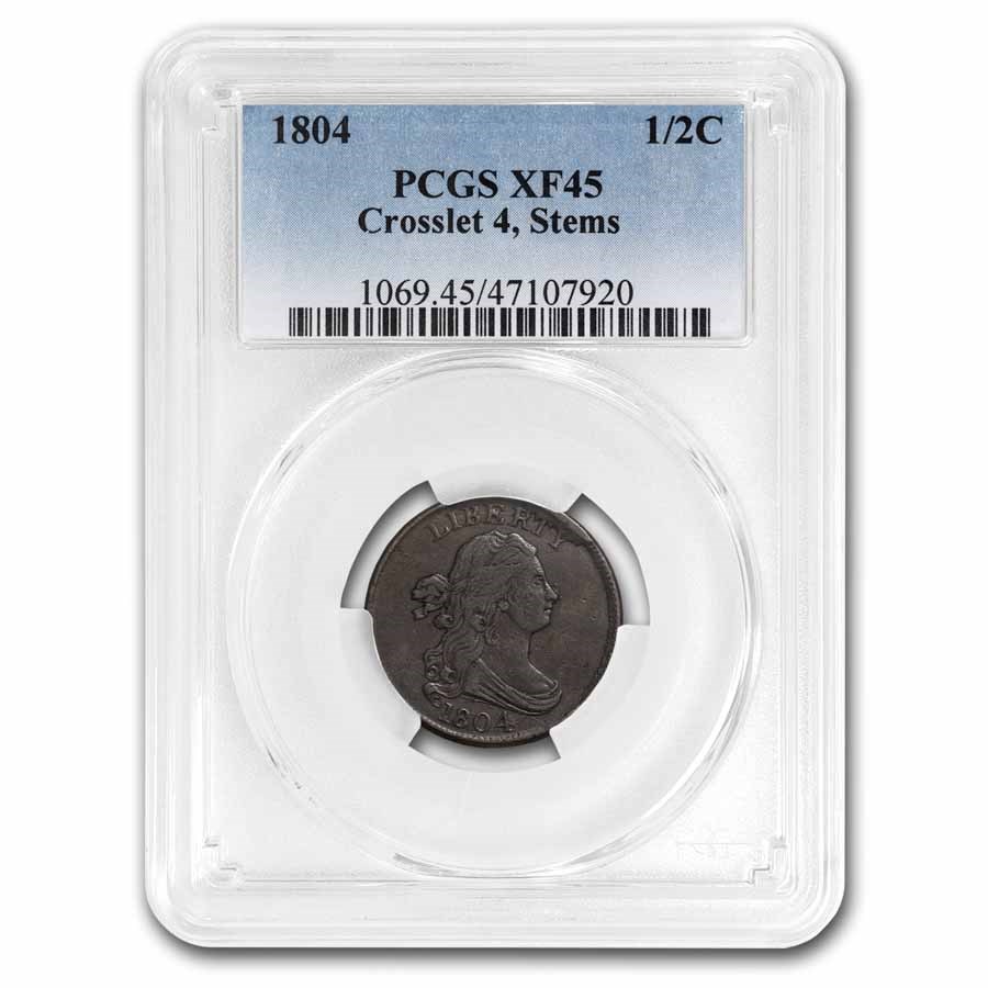 1804 Half Cent XF-45 PCGS (Crosslet 4, Stems)