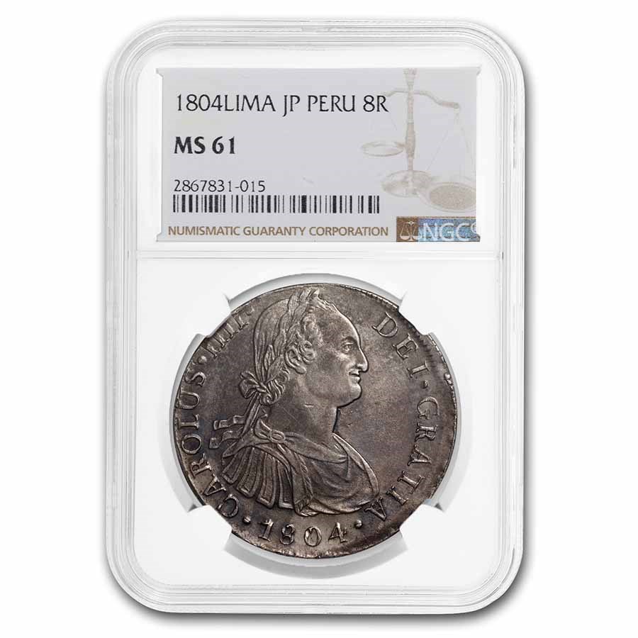 Buy 1804-LIMA JP Peru Silver 8 Reales MS-61 NGC | APMEX