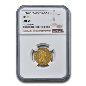 Buy 1806/5 $2.50 Capped Bust Quarter Eagle AU-58 NGC | APMEX