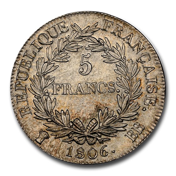 Buy 1806-BB France Silver 5 Francs Napoleon I MS-62 NGC | APMEX