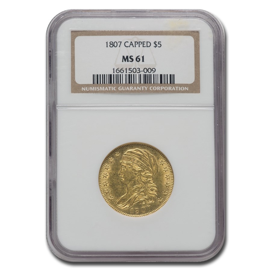 1807 $5 Capped Bust Gold Half Eagle MS-61 NGC
