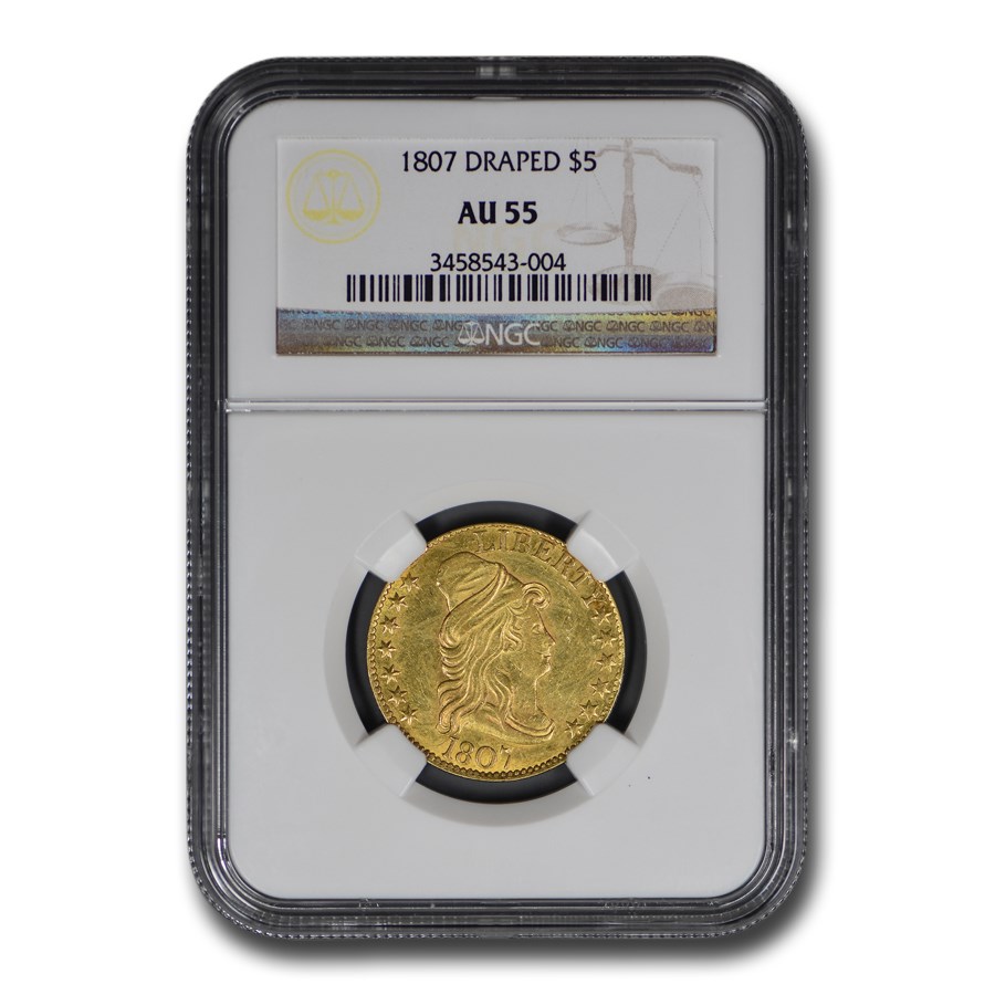 Buy 1807 $5 Draped Bust Gold Half Eagle AU-55 NGC (Bust Right) | APMEX