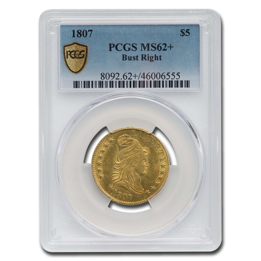 Buy 1807 $5 Turban Head Gold Half Eagle MS-62+ PCGS (Bust Right) | APMEX