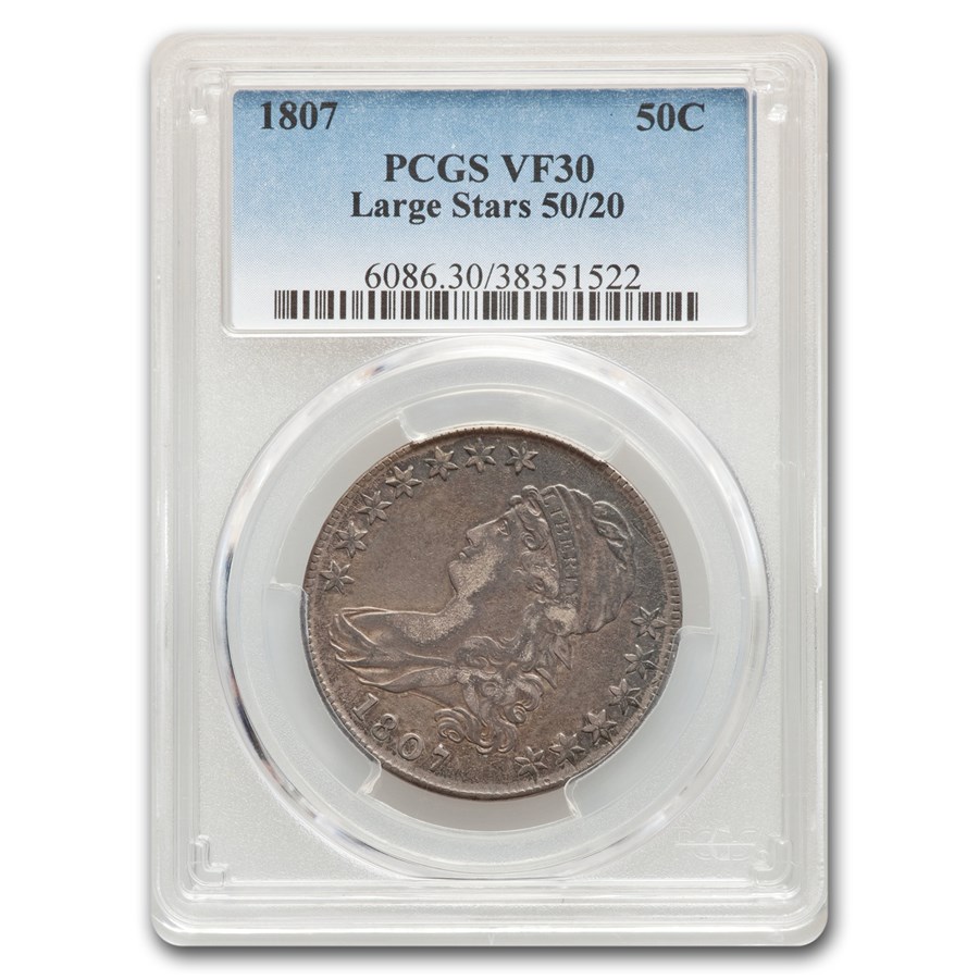 Buy 1807 Bust Half Dollar VF-30 PCGS (Large Stars 50/20) | APMEX