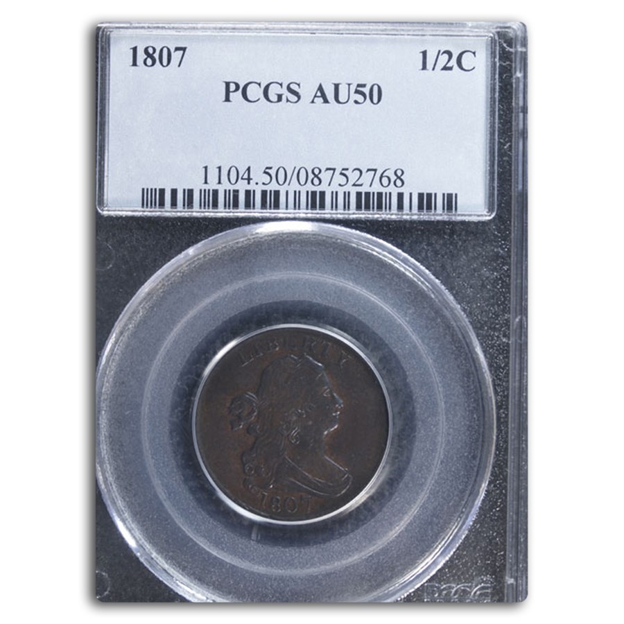 Buy 1807 Draped Bust Half Cent AU-50 PCGS | APMEX
