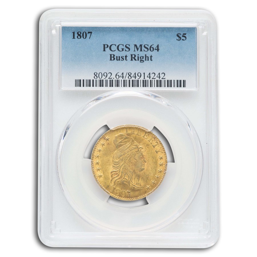 Buy 1807 Turban Head $5 Gold Half Eagle MS-64 PCGS (Bust Right) | APMEX