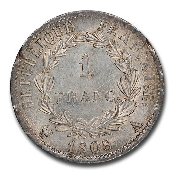 Buy 1808-A France Silver Franc Napoleon MS-65 NGC | APMEX