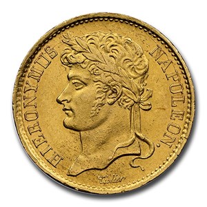 1808-C Germany Gold 20 Franken Napoleon MS-64 NGC (Westphalia)