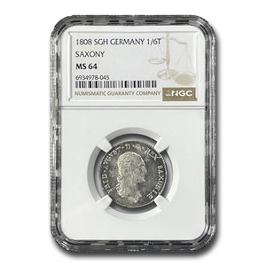 1808 Germany Silver 1/6 Thaler MS-64 NGC