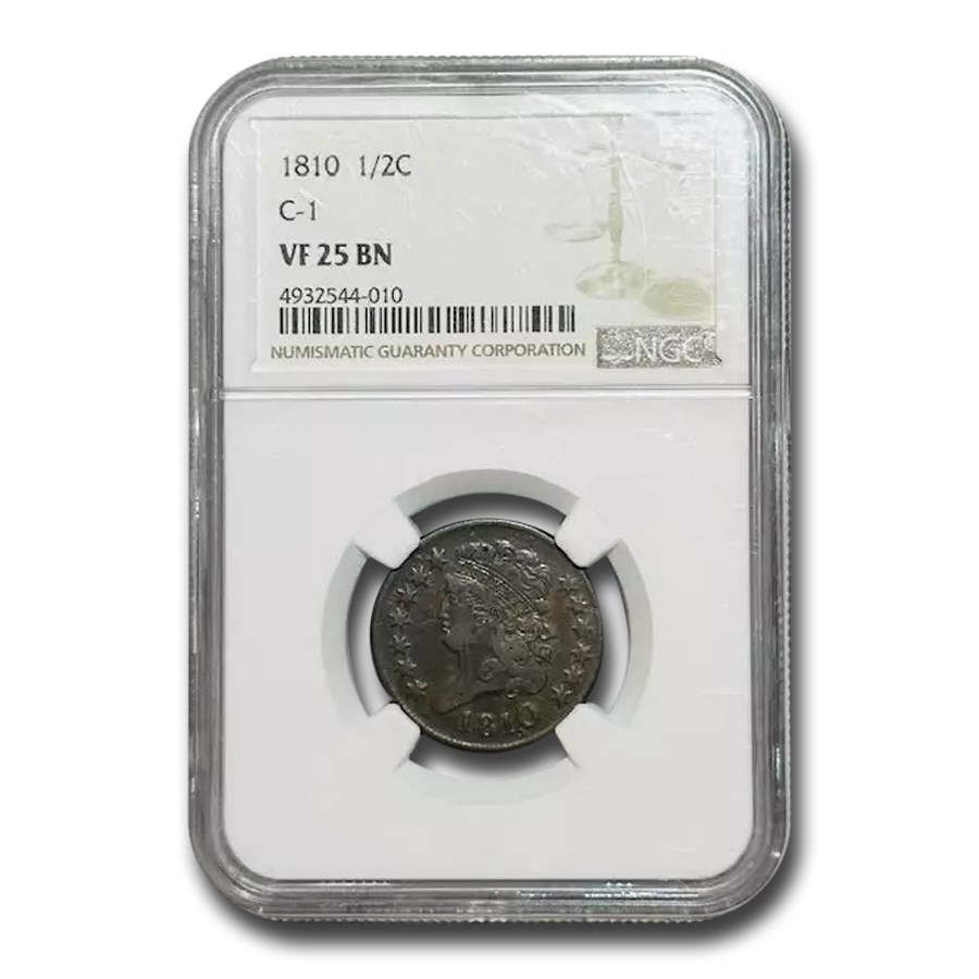 1810 Half Cent VF-25 NGC (Brown, C-1)