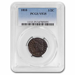 Buy 1810 Half Cent VF-25 PCGS (Brown) | APMEX