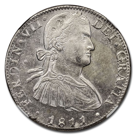 Buy 1811 Mo HJ Mexico AE 8 Reales Ferd. VII AU-53 NGC (Armored Bust) | APMEX