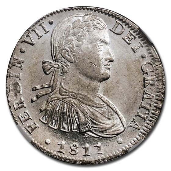 Buy 1811 Mo HJ Mexico AE 8 Reales Ferd. VII AU-55 NGC (Armored Bust) | APMEX