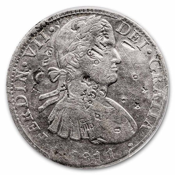 Buy 1811-Mo HJ Mexico Silver 8 Reales VF-Detail PCGS (Chopmarked) | APMEX