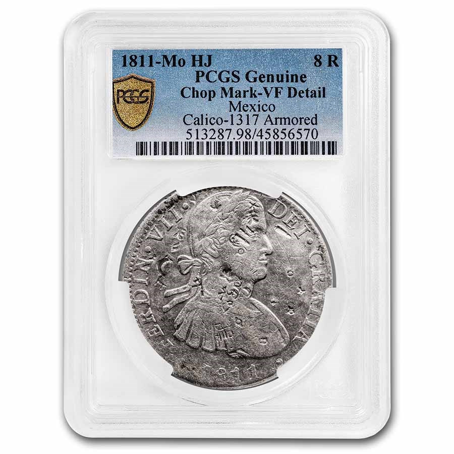 Buy 1811-Mo HJ Mexico Silver 8 Reales VF-Detail PCGS (Chopmarked) | APMEX