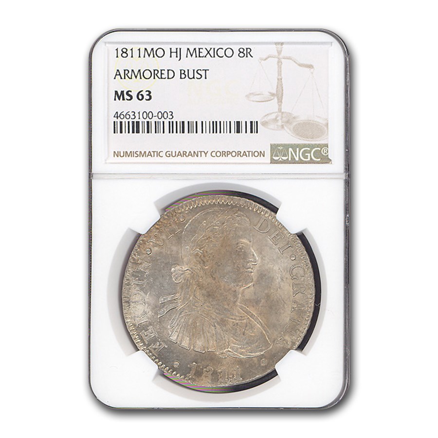 Buy 1811 MO HJ Mexico Silver Armored Bust 8 Reales MS-63 NGC | APMEX