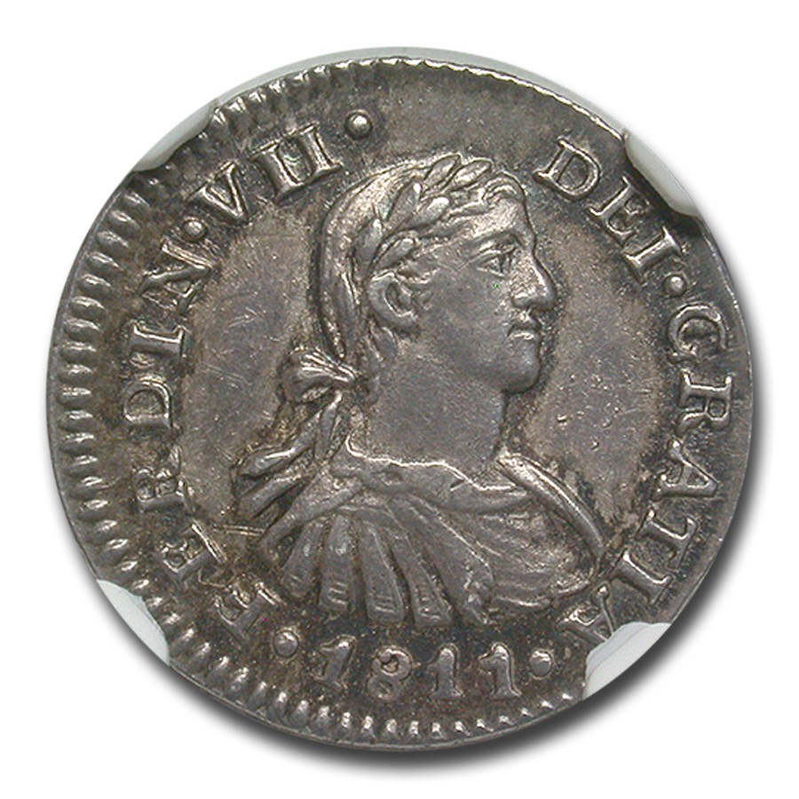 Buy 1811-Mo Mexico Silver 1/2 Real Ferdinand VII AU-58 NGC | APMEX