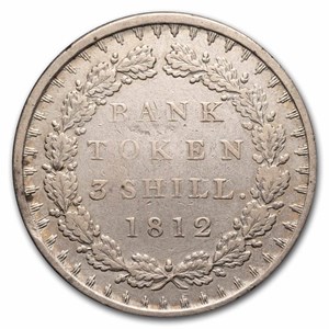1812 Great Britain Silver 3 Shilling Bank Token George III Fine