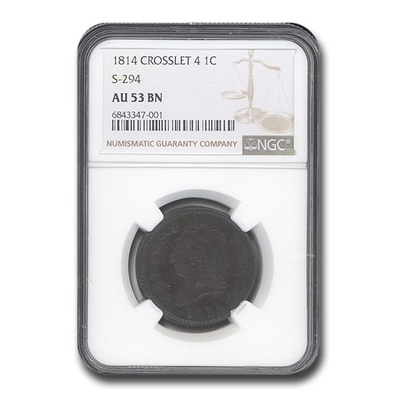 Buy 1814 Large Cent AU-53 NGC (Brown, Crosslet 4, S-294) | APMEX