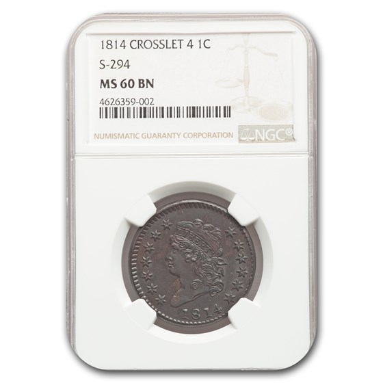 Buy 1814 Large Cent MS-60 NGC (Brown, Crosslet 4 S-294) | APMEX