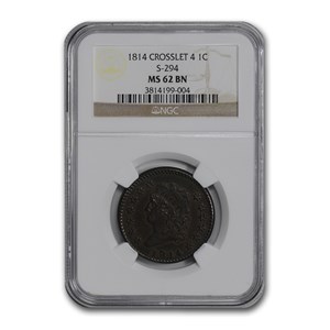Buy 1814 Large Cent MS-62 NGC (Brown, Crosslet 4, S-294) | APMEX