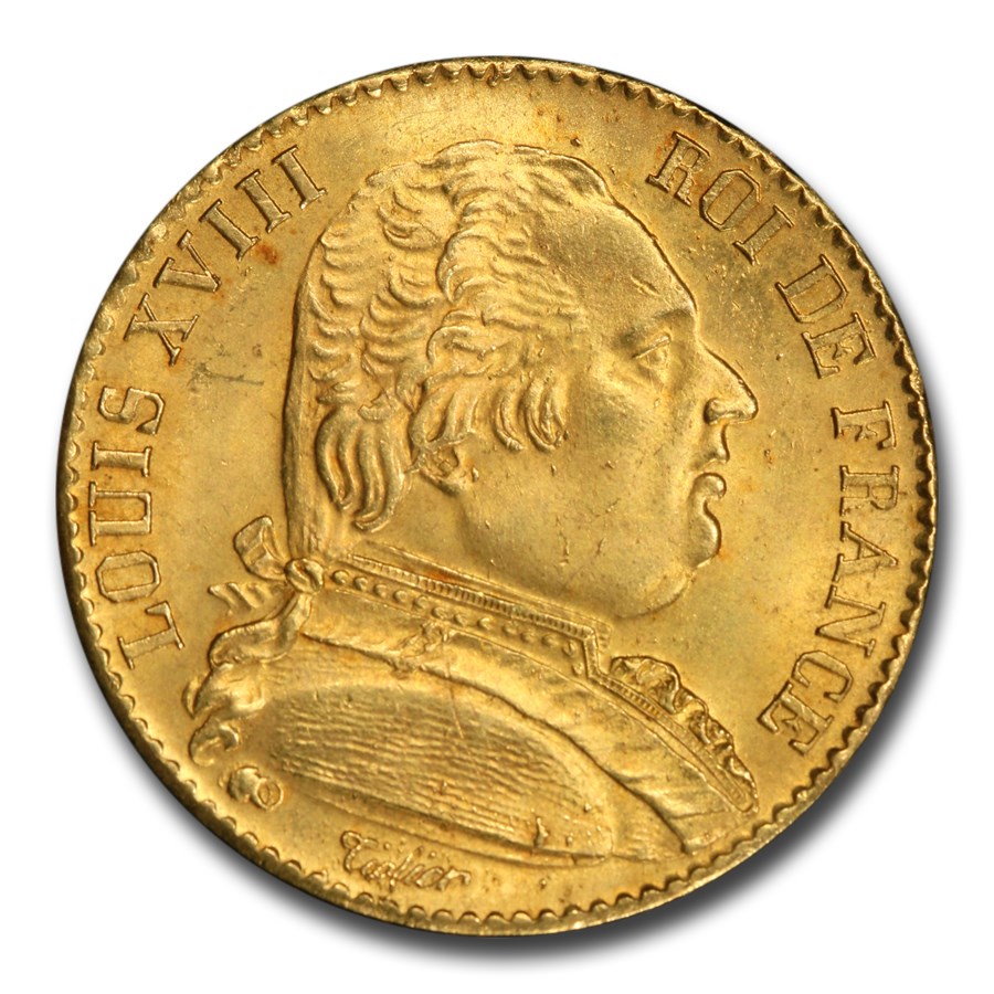Buy 1815-A France Gold 20 Francs Louis XVIII MS-65+ PCGS | APMEX