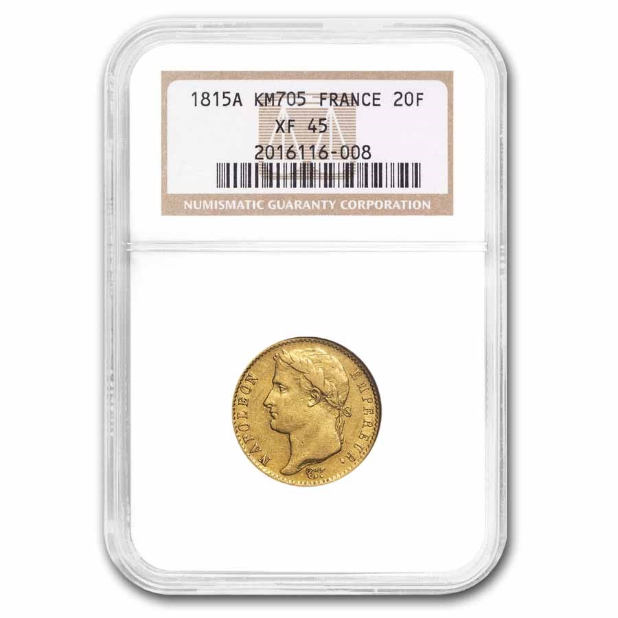 1815-A France Gold 20 Francs Napoleon I XF-45 NGC